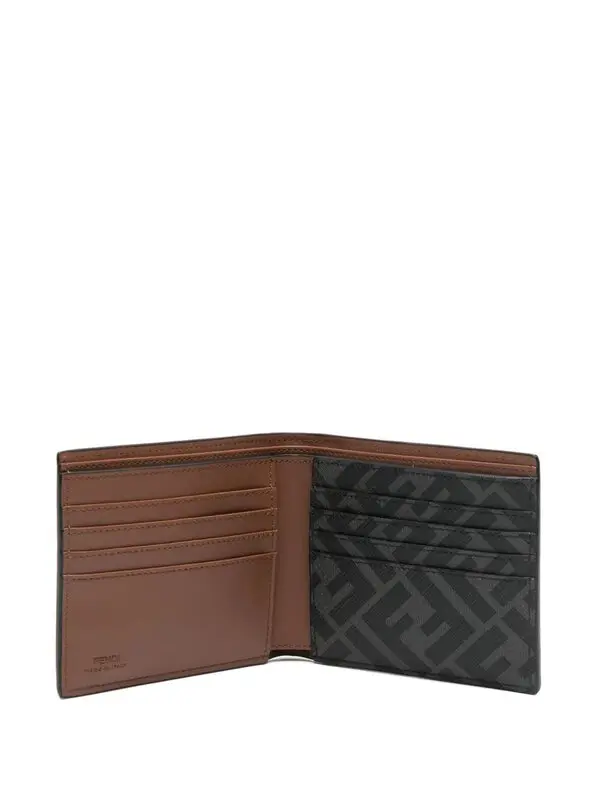 Fendi Leather And Ff Canvas Compact Bi-fold Wallet