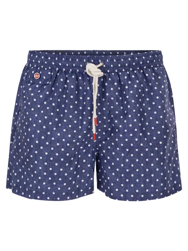 Kiton Short Swim Boxers With All-over Polka Dot Print - Blue