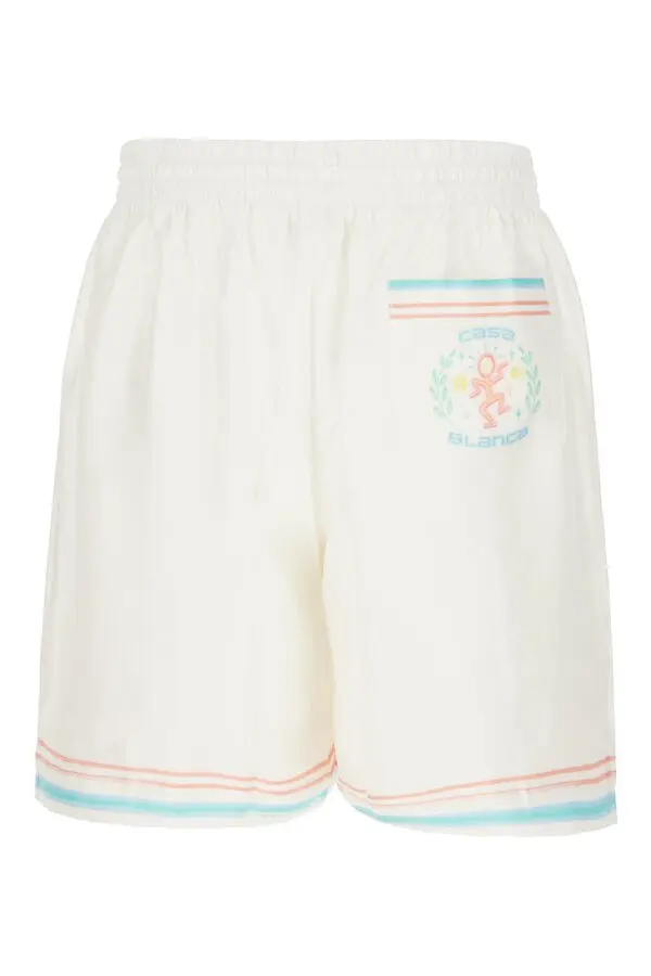 Casablanca Silk Twill Shorts With Striped Detailing - Multicolor