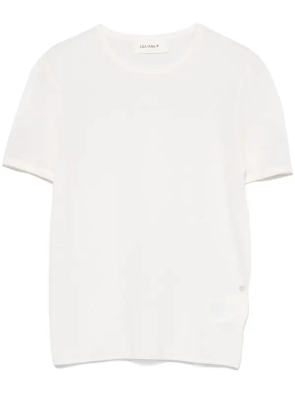 LISA YANG Ribbed Trim Cashmere T-shirt