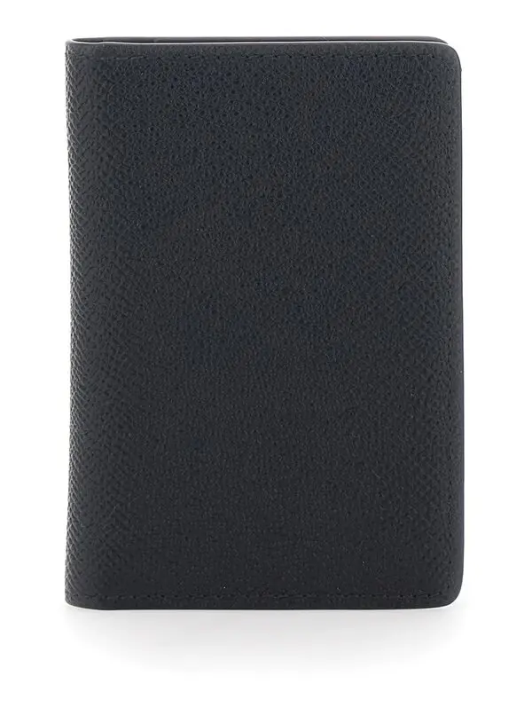 MAISON MARGIELA Black Wallet With Four Stitches On The Back And Logo Lettering Embossed Inside In Leather - Multicolor