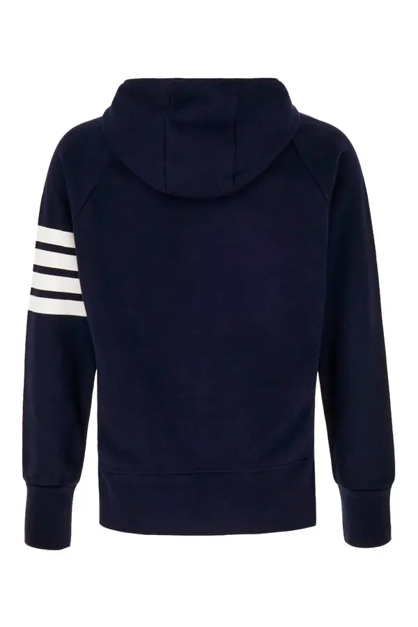 Thom Browne Zip-up Hooded Sweatshirt With Signature Stripes - Multicolor