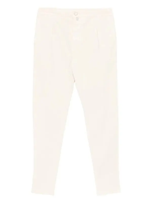 Kiton Ivory Lyocell Pleated Front Straight-leg Trousers - Multicolor
