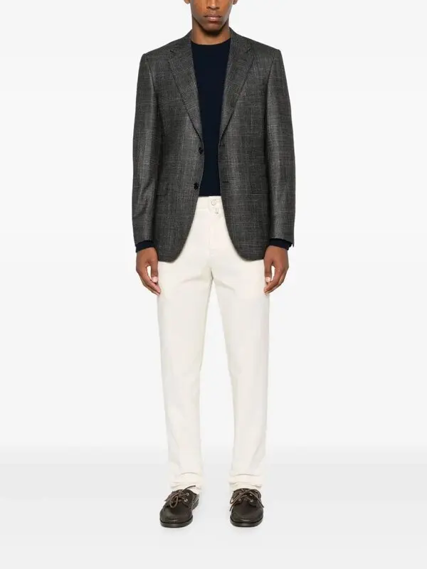 Kiton Ivory Lyocell Pleated Front Straight-leg Trousers - Multicolor