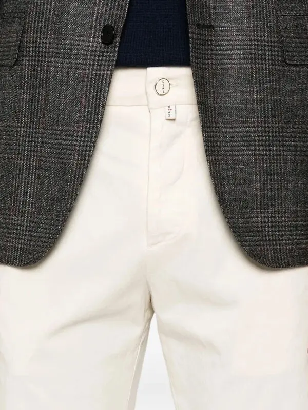 Kiton Ivory Lyocell Pleated Front Straight-leg Trousers - Multicolor