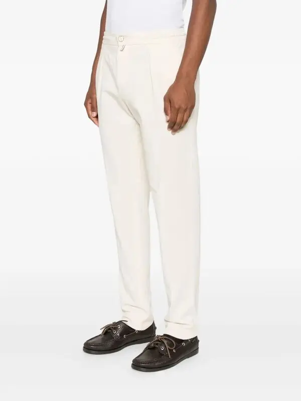 Kiton Ivory Lyocell Pleated Front Straight-leg Trousers - Multicolor