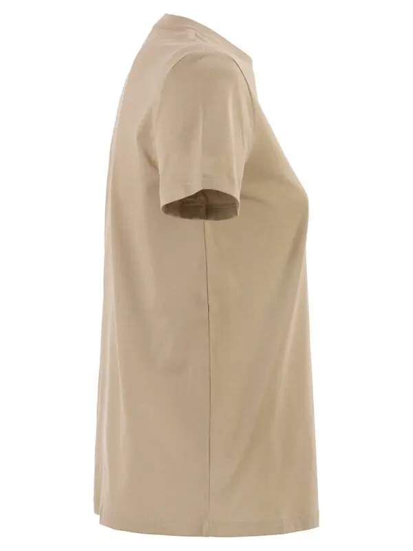 Max Mara Cotton Jersey T-shirt With Embroidered Monogram - Cream