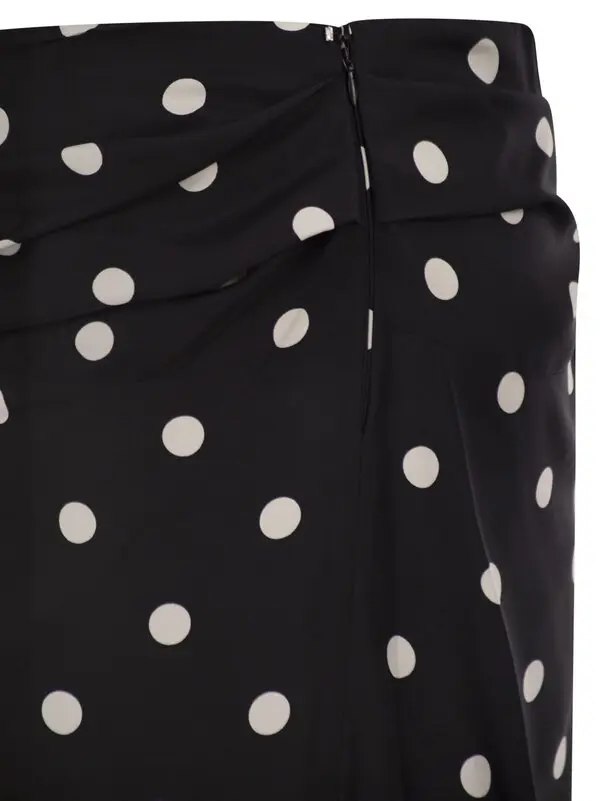 Sportmax Silk Twill Polka Dot Knot Midi Skirt