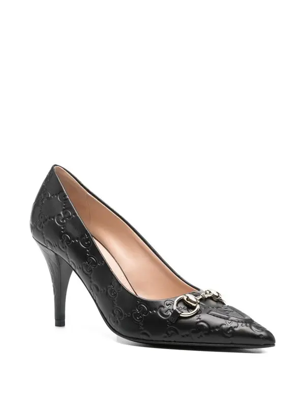 Gucci Leather Pointed Toe Stiletto Pumps With Horsebit Detail