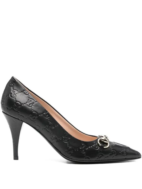 Gucci Leather Pointed Toe Stiletto Pumps With Horsebit Detail