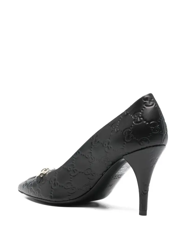 Gucci Leather Pointed Toe Stiletto Pumps With Horsebit Detail