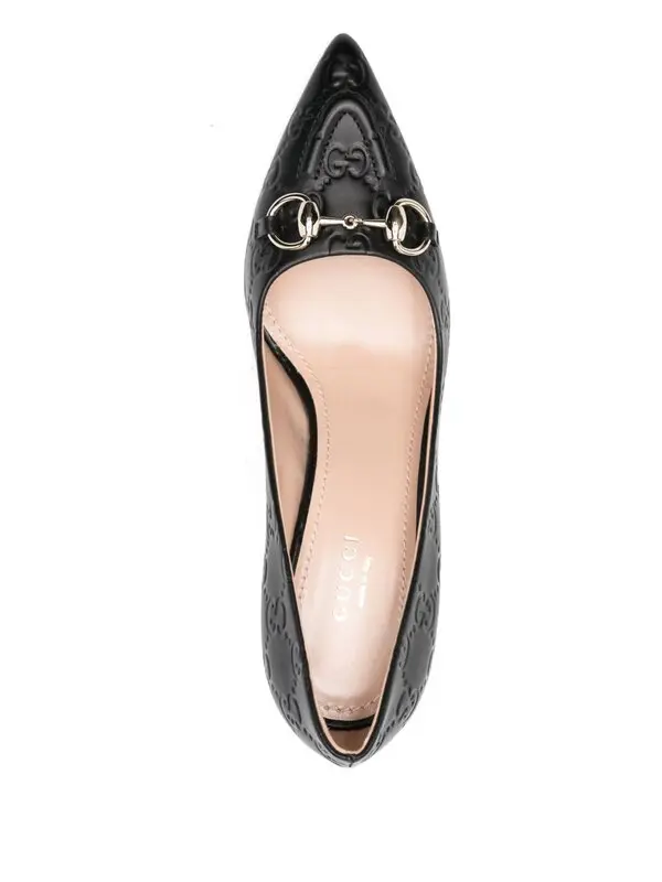 Gucci Leather Pointed Toe Stiletto Pumps With Horsebit Detail