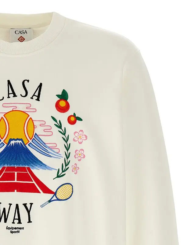 Casablanca Cotton Crewneck Sweatshirt With Embroidered Detail - White