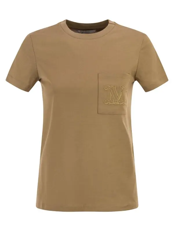 Max Mara Papaia Cotton Jersey T-shirt With Embroidered Monogram - Multicolor