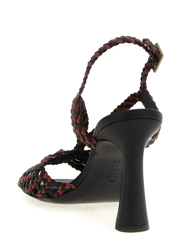 Etro Two-tone Woven Sandals With Adjustable Strap