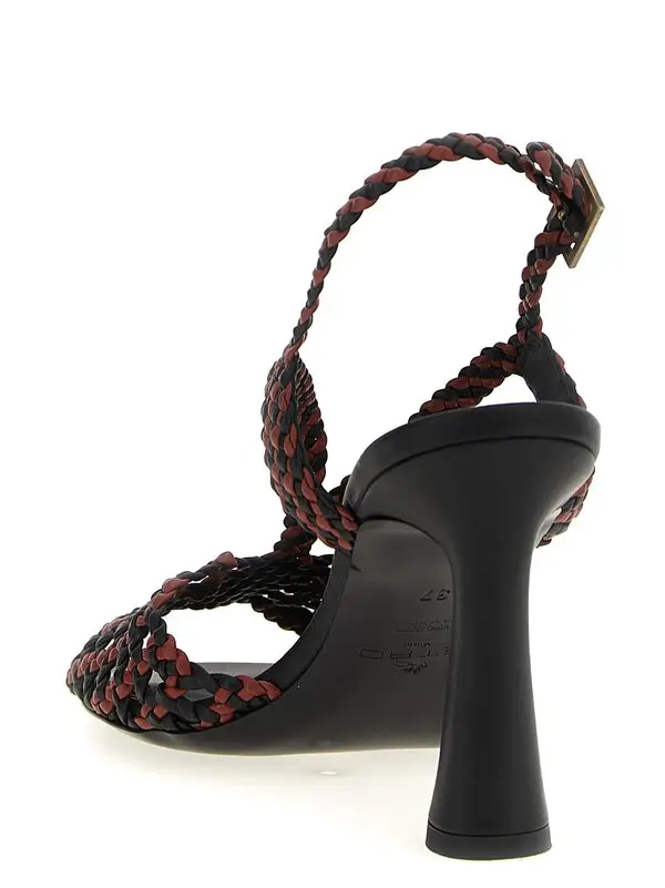 Etro Two-tone Woven Sandals With Adjustable Strap - Brown
