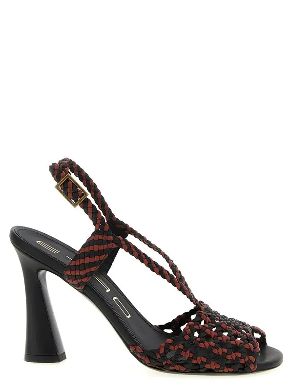 Etro Two-tone Woven Sandals With Adjustable Strap - Brown