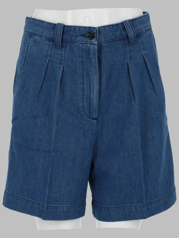 A.p.c. Pleated Cotton Shorts - Blue