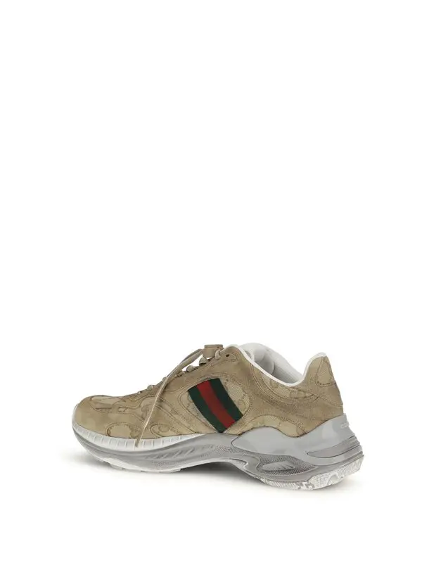 Gucci Sneakers 2.0 With Gg Fabric And Web Detail - Cream