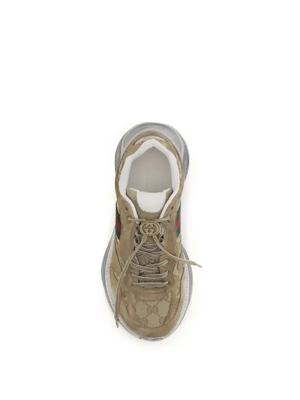 Gucci Sneakers 2.0 With Gg Fabric And Web Detail - Cream