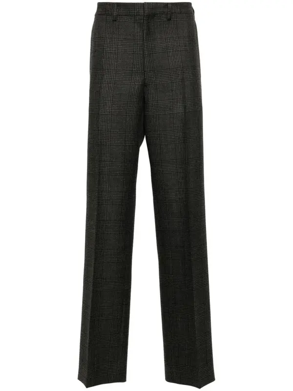 Prada Prince Of Wales Plaid Wool Trousers - Gray