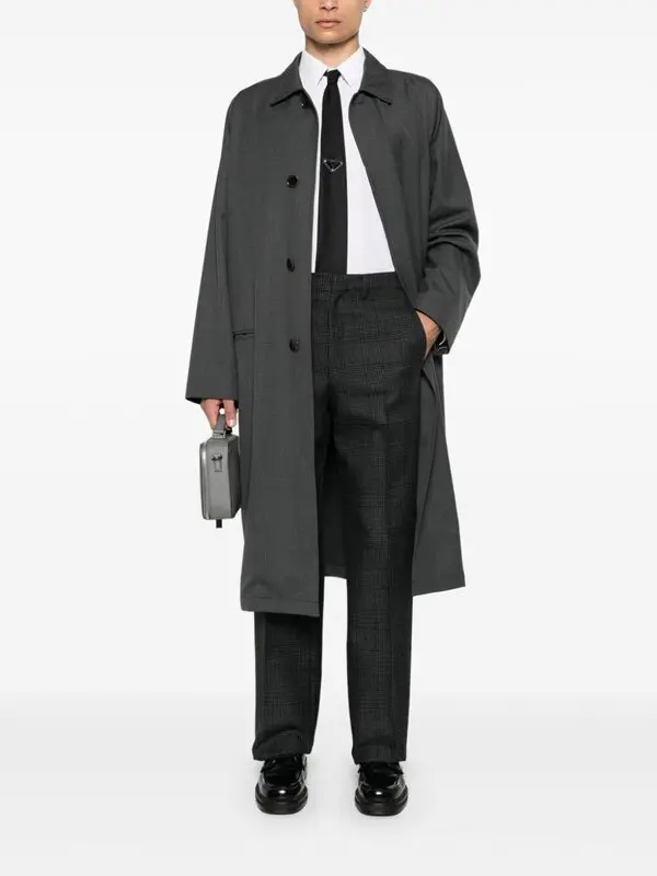 Prada Prince Of Wales Plaid Wool Trousers - Gray