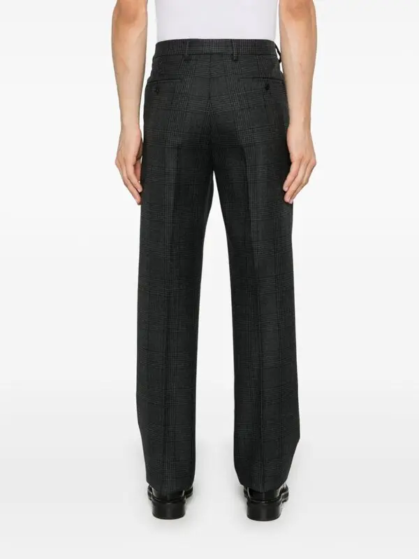 Prada Prince Of Wales Plaid Wool Trousers - Gray
