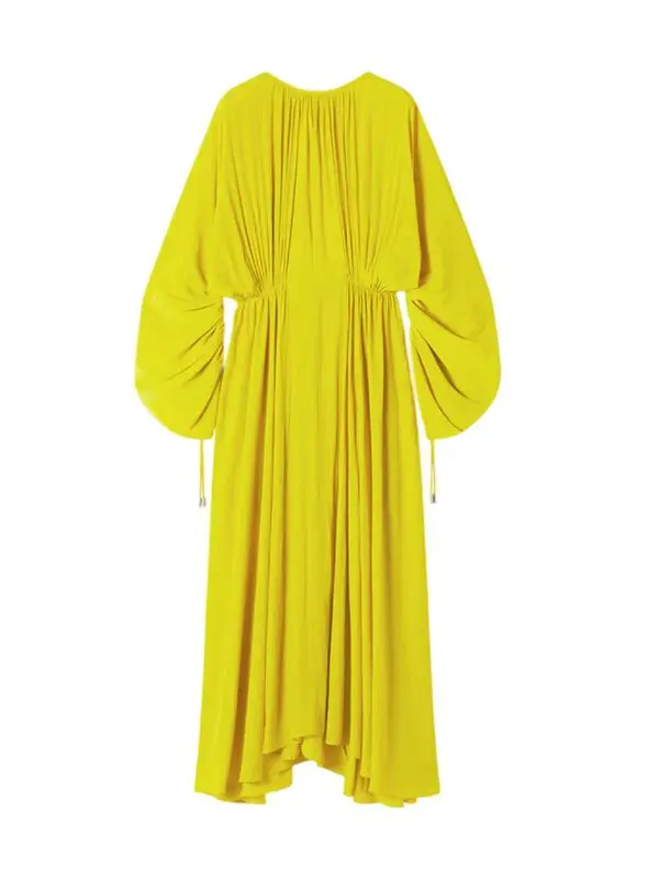 LANVIN Crew-neck Midi Dress With Draped Detail - Multicolor
