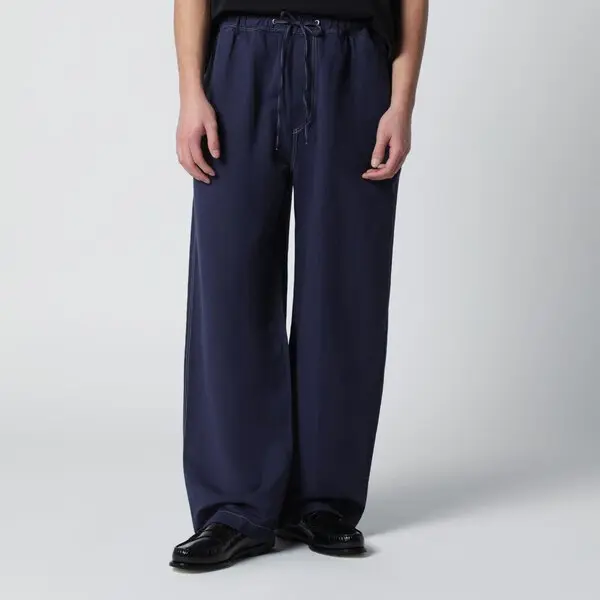 Studio Nicholson Indigo Cotton Linen Trousers - Blue