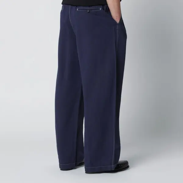 Studio Nicholson Indigo Cotton Linen Trousers - Blue