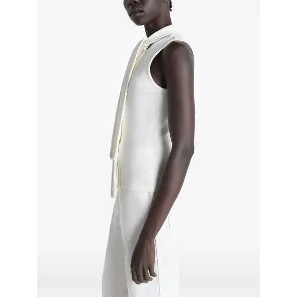 LEMAIRE White Tie Detail Sleeveless Fitted Top