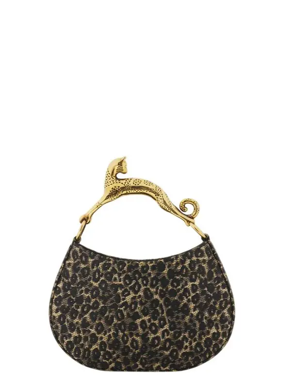 LANVIN Mini Bag With Animal Print And Feline Handle - Multicolor