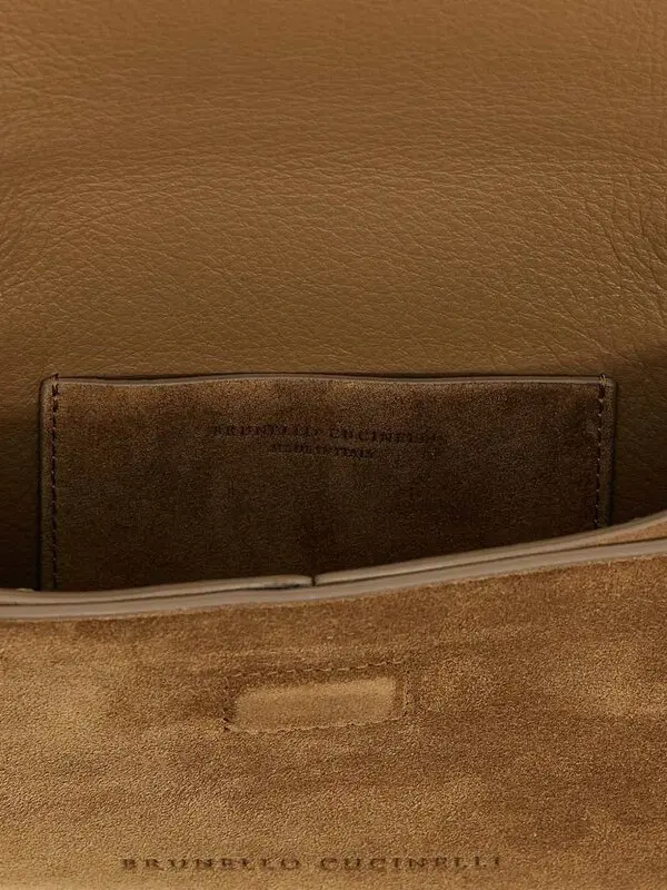Brunello Cucinelli Suede Clutch With Jewel Decoration - Brown