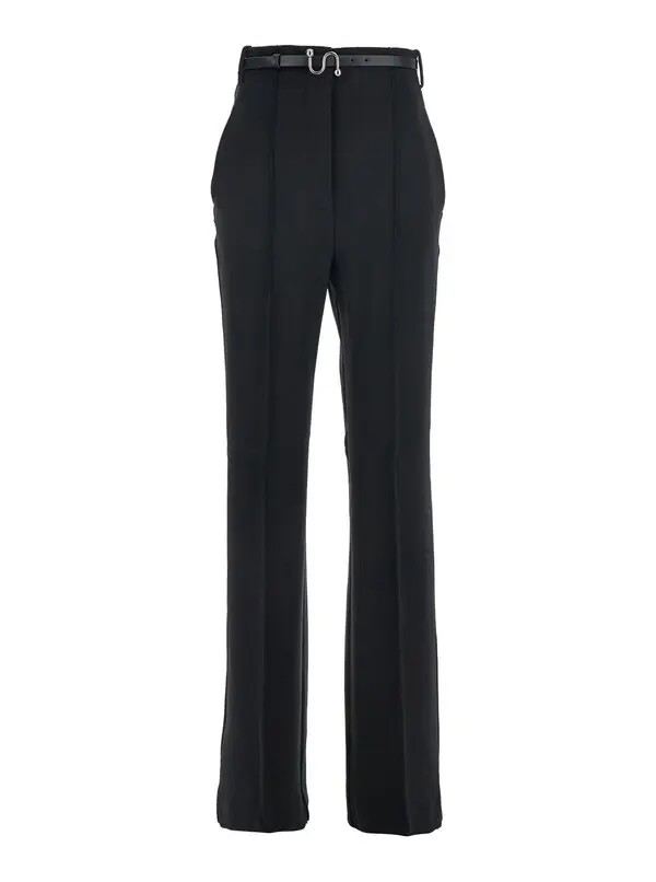 Sportmax Black Fabric Pants With Metallic Buckle Belt - Multicolor