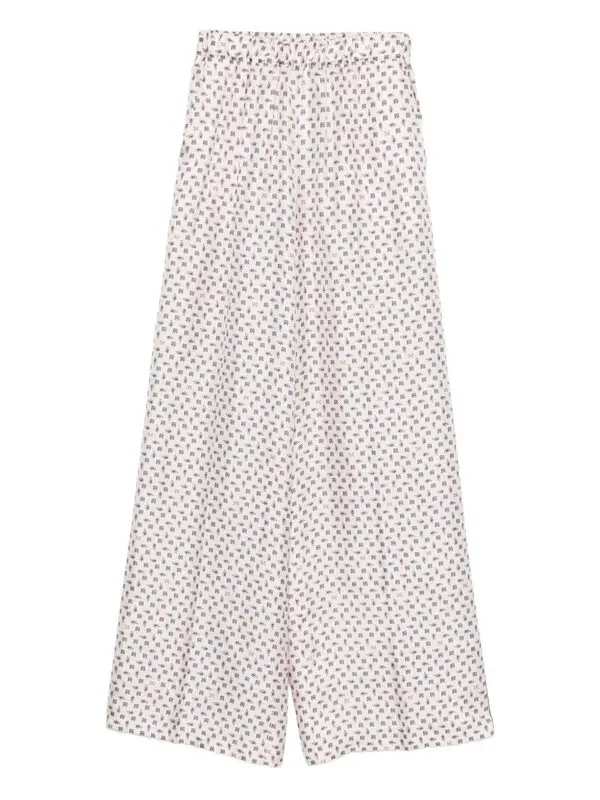 Max Mara Silk Paisley Print Wide Leg Trousers - Multicolor