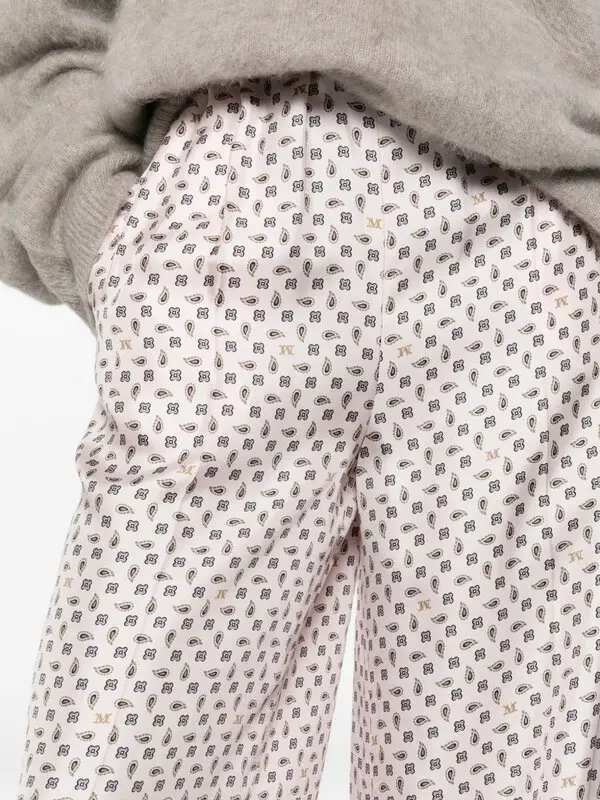 Max Mara Silk Paisley Print Wide Leg Trousers - Multicolor