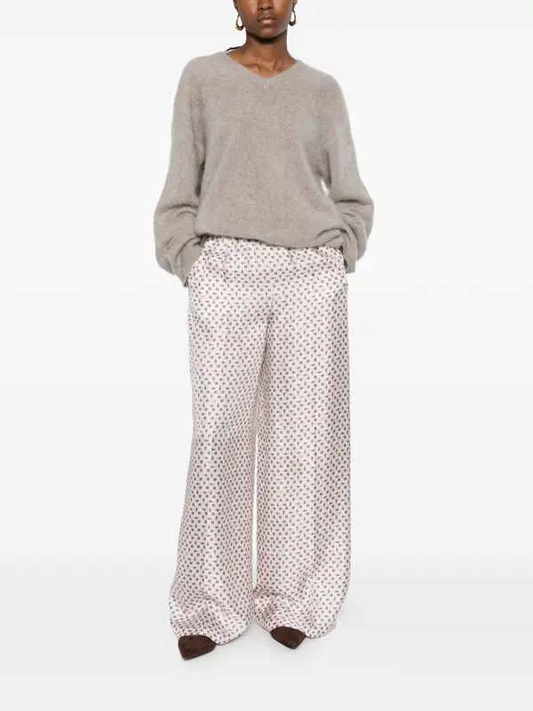 Max Mara Silk Paisley Print Wide Leg Trousers - Multicolor