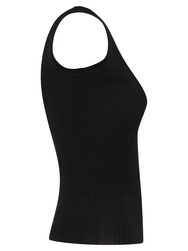 Max Mara Ribbed Viscose Blend Sleeveless Top - Black