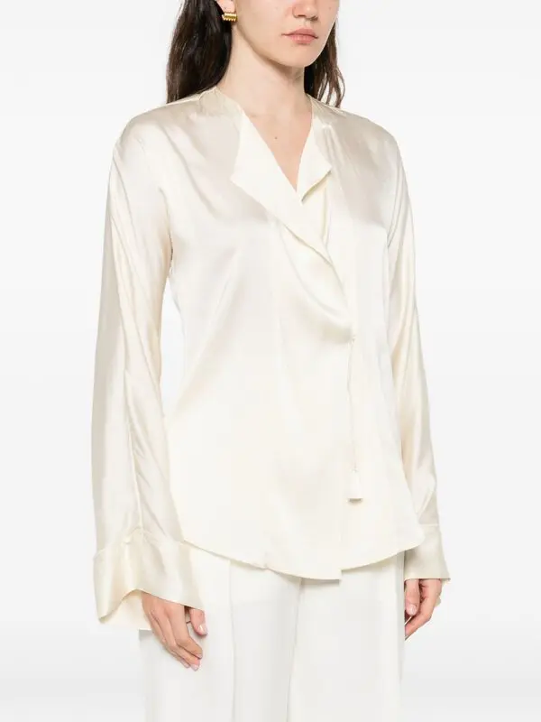 FORTE_FORTE Silk Satin Shirt Ivory
