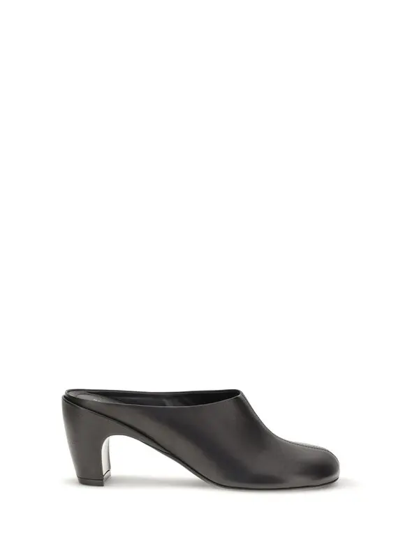 Dries Van Noten Leather Mules With Slanted Heel - Black