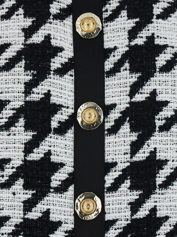 Balmain Houndstooth Tweed And Satin Mini Dress - Multicolor