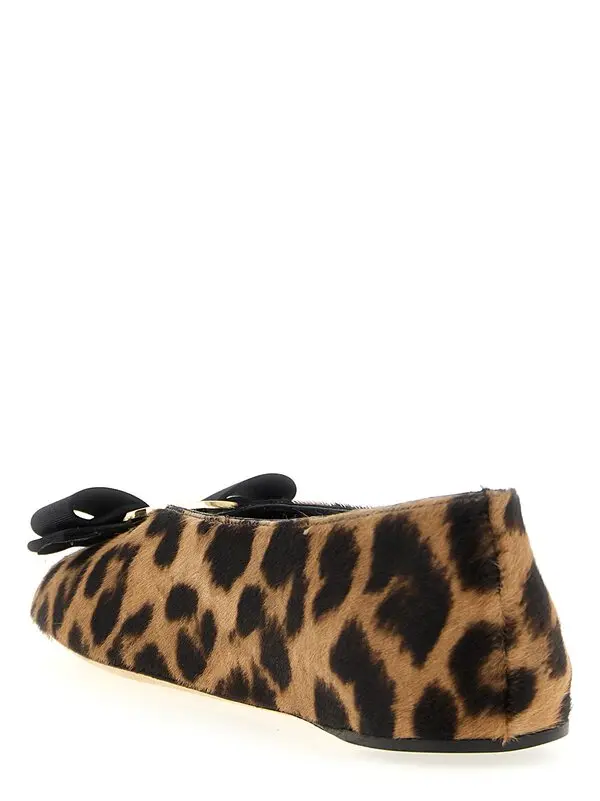 FERRAGAMO Vanna Leopard Print Pony Hair Ballet Flats - Multicolor