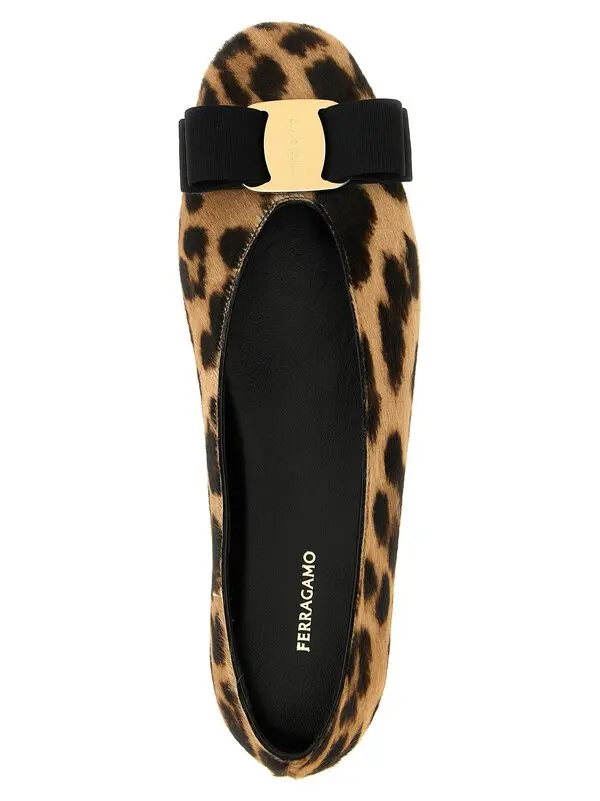 FERRAGAMO Vanna Leopard Print Pony Hair Ballet Flats - Multicolor