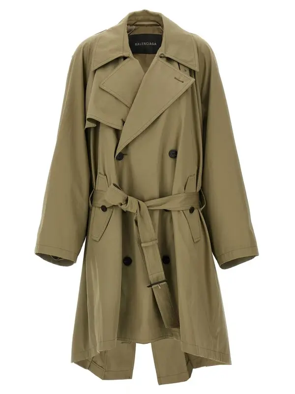 Balenciaga Draped Neck Trench Coat - Cream
