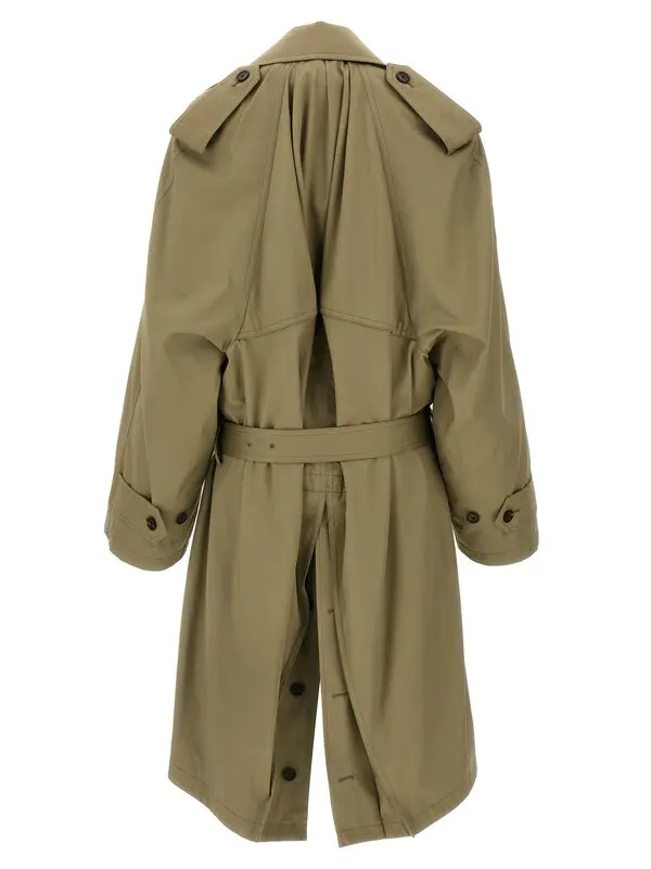 Balenciaga Draped Neck Trench Coat - Cream