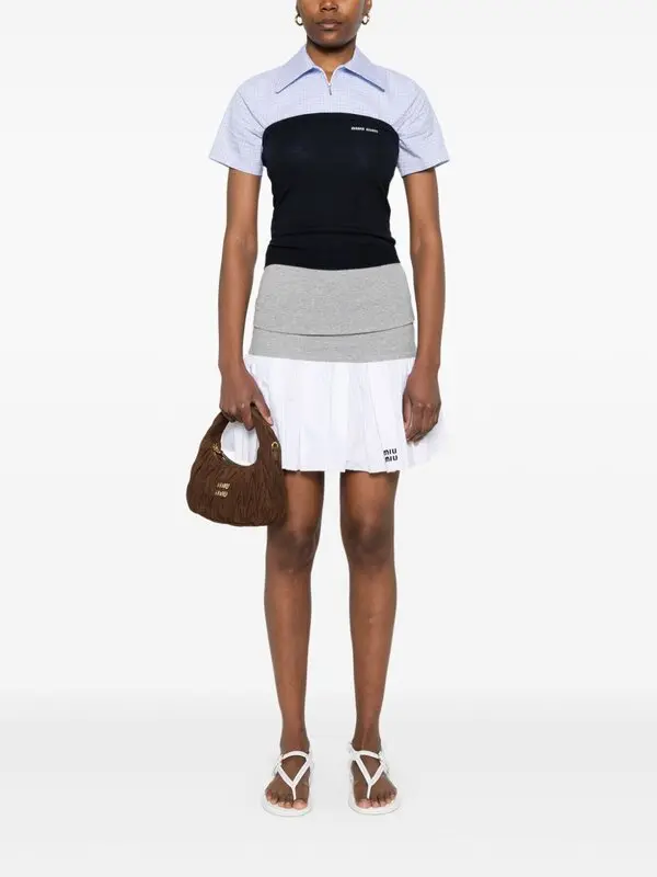 Miu Miu Wool Strapless Top With Embroidered Logo