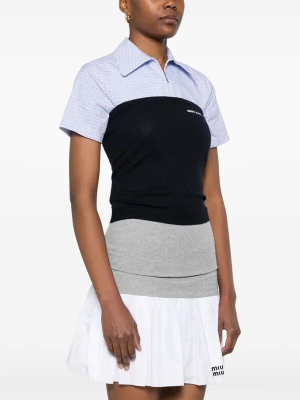 Miu Miu Wool Strapless Top With Embroidered Logo