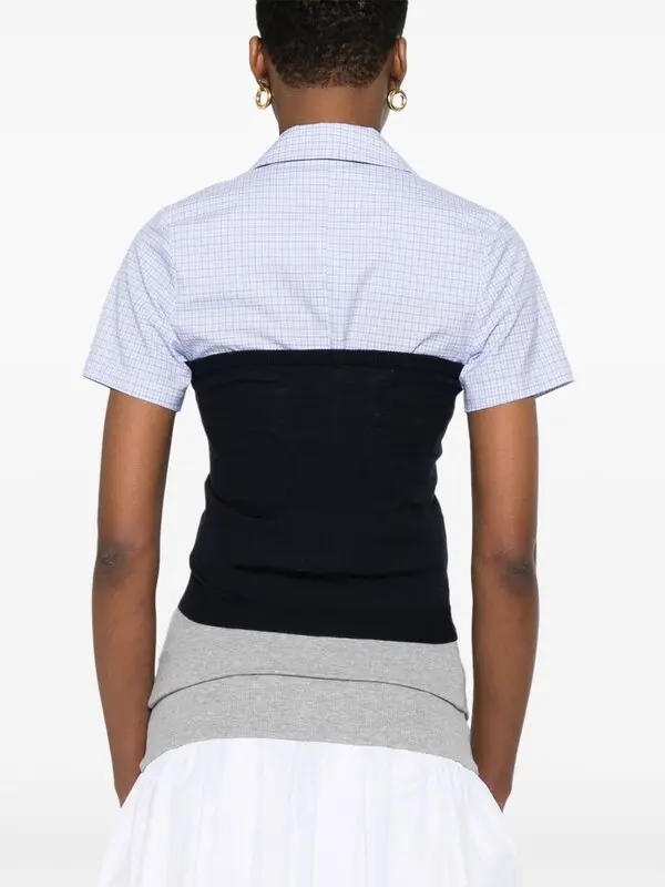 Miu Miu Wool Strapless Top With Embroidered Logo