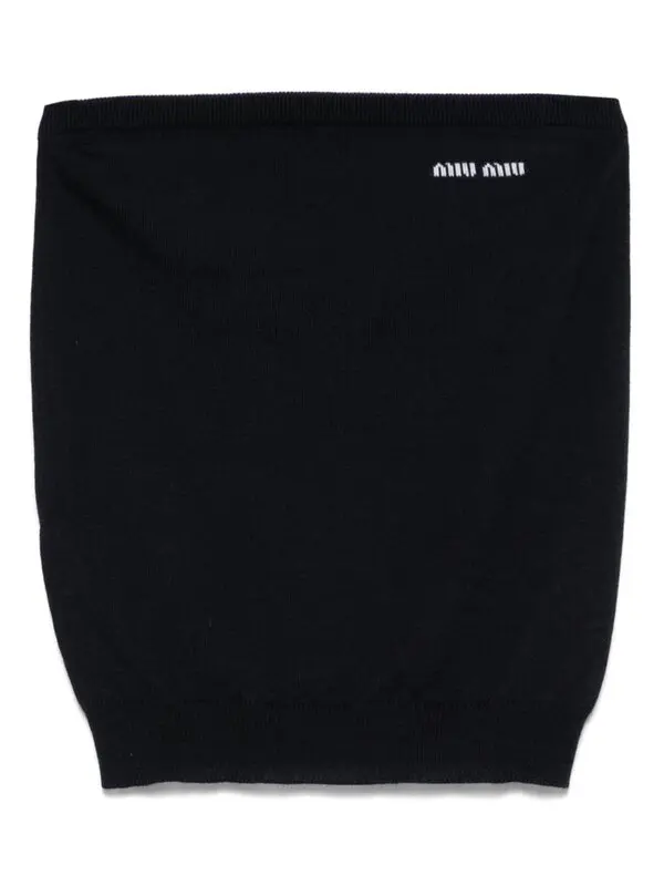 Miu Miu Wool Strapless Top With Embroidered Logo - Multicolor