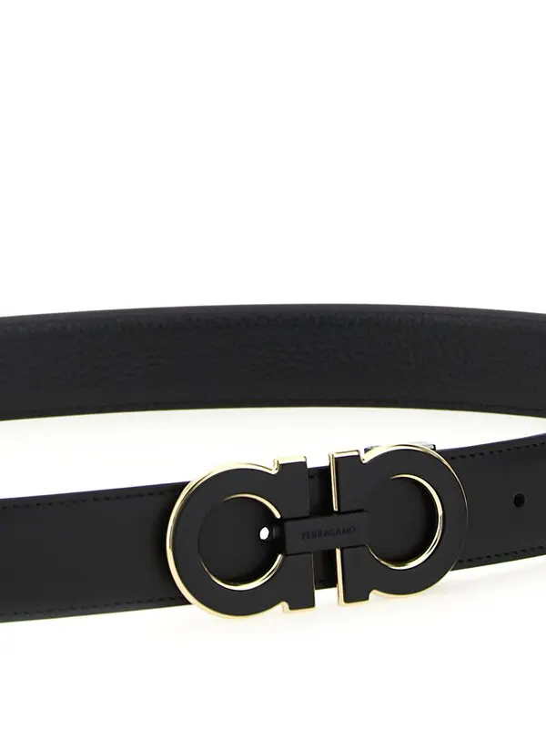 FERRAGAMO Gancini Reversible Belt - Black